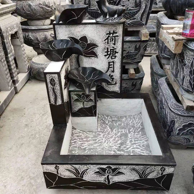 青石流水石雕荷塘月色景观户外雕塑庭院装饰摆件厂家直供