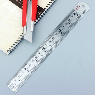 20cm钢直尺20厘米钢尺 表面金属防锈处理 双面刻度 厘米/英寸刻度