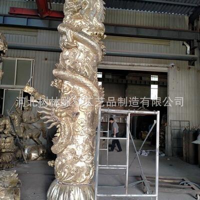 热销二龙戏珠铜龙柱制作厂家可批发仿真铜龙锻工艺品