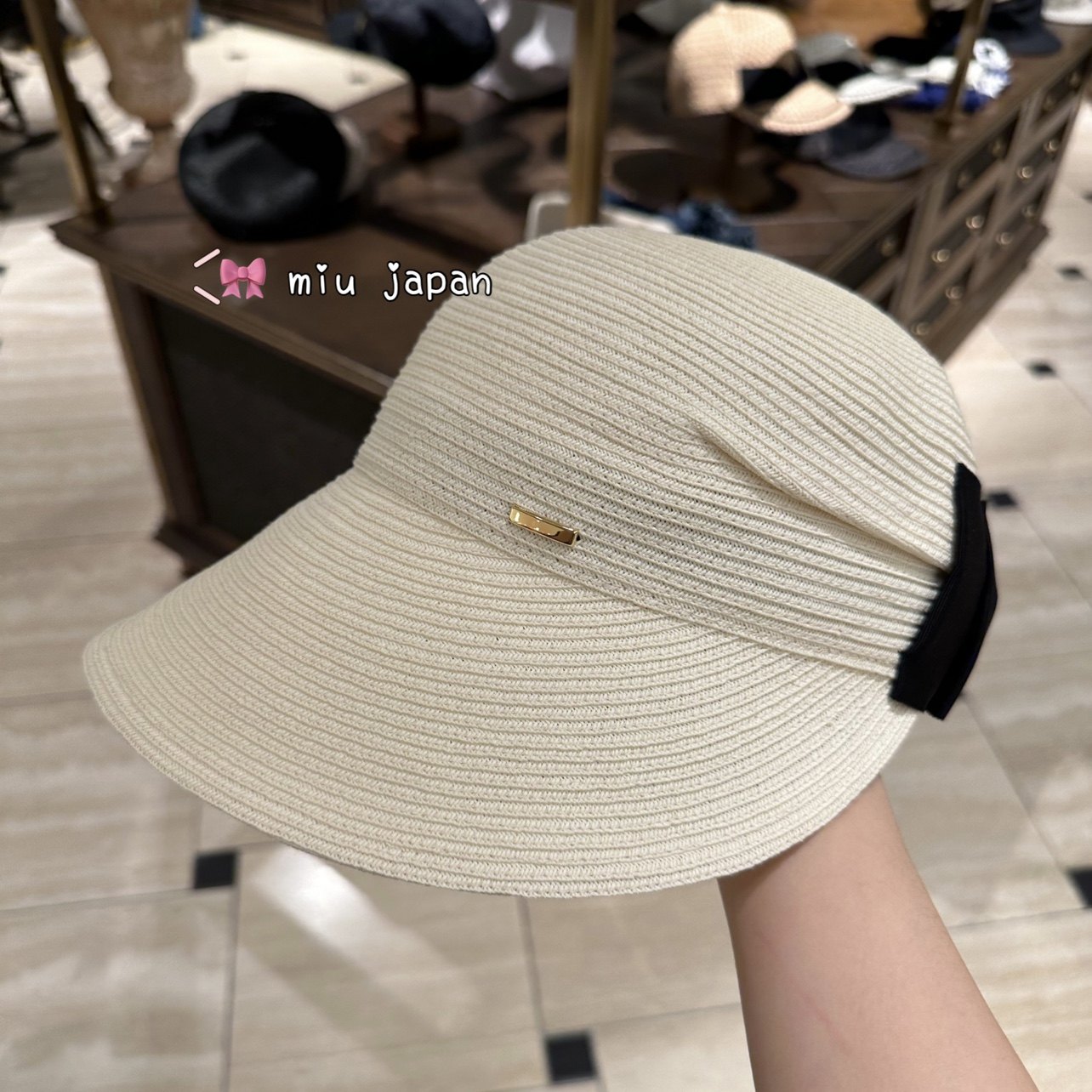 CA4LA 58cm KTZ02347日本制春夏 SUNSHINE蝴蝶结防晒草帽_虎窝淘