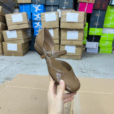 圆头纯色浅口法式平底玛丽珍单鞋