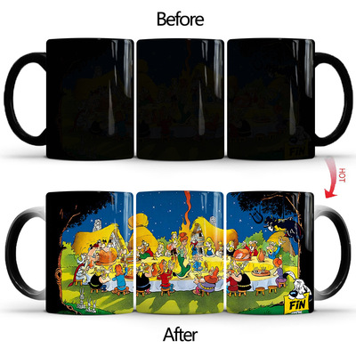 asterix克斯历险记变色马克杯热感温渐变有趣咖啡茶水陶瓷杯子