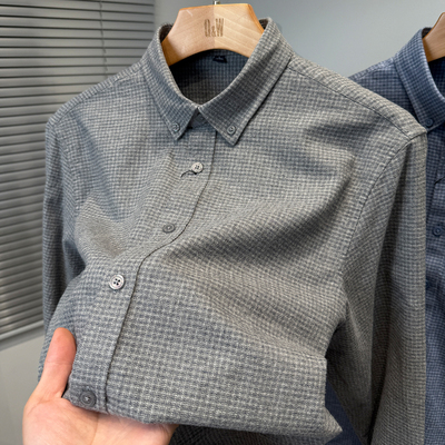 磨毛经典小格子衬衫男长袖