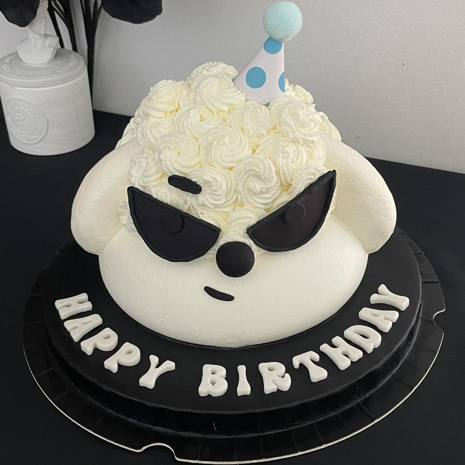 卡通夏日生日立体墨镜小狗蛋糕装饰小熊帽蜡烛迷你帽菠萝眼镜插件