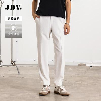 JDV商场同款男士白色直筒休闲裤