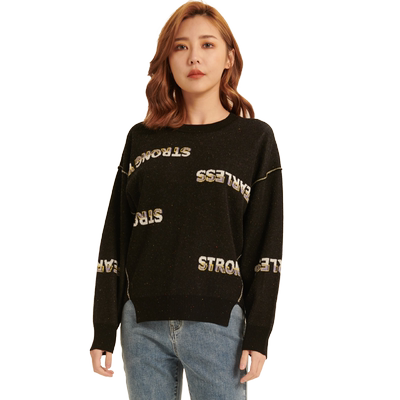 UGIZ针织衫宽松下摆开叉字母