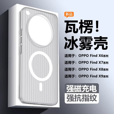 适用OPPOFindX6-X9瓦楞纹冰雾壳