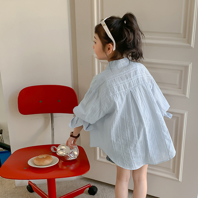女童衬衫夏季2026新款韩版儿童夏装洋气上衣夏天穿搭女宝长袖衬衣