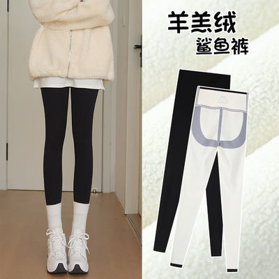 羊羔绒鲨鱼裤女外穿秋冬季紧身弹力小脚裤压力瘦腿瑜伽加绒打底裤