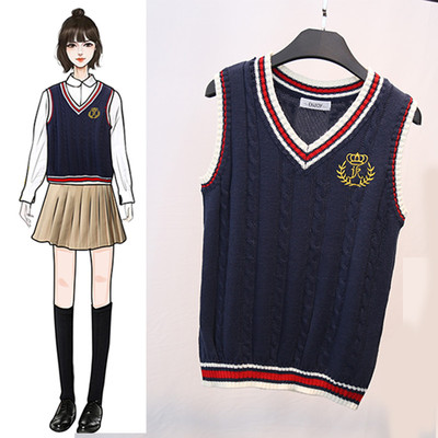 学院风韩版宽松马甲制服毛衣背心