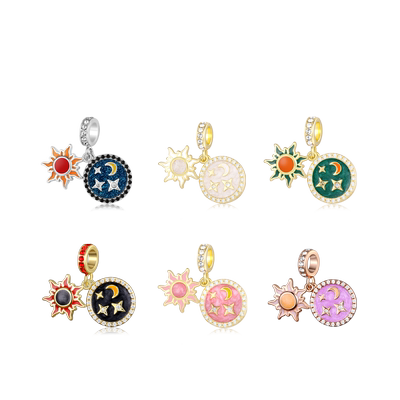 星球925银圆牌耳钉串珠手链吊坠