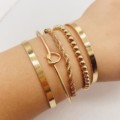 嘻哈古巴手镯扭曲绳链首饰套装女