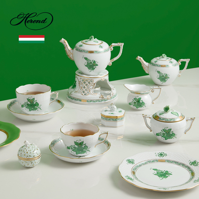 Herend海兰德赫伦匈牙利进口手绘陶瓷绿色阿波尼二人位下午茶套组
