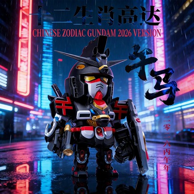 正品万代QMSV十二生肖高达Mini box午马2026新年系列盲盒摆件潮玩