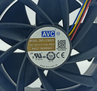 原装AVC 12V 4线PWM温控散热风扇 DBPJ1238B2G 暴力大风量3.12A