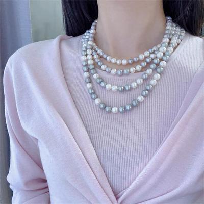 白灰色多层珍珠轻奢项链高贵大气
