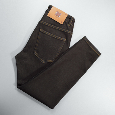 深棕色九分牛仔裤男款时尚帅气四面弹面料潮流百搭修身小脚牛仔裤