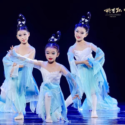 夏荷风舞舞蹈演出服荷叶翩翩荷花跳舞道具蝶影随香茶飘香踏浪伞舞