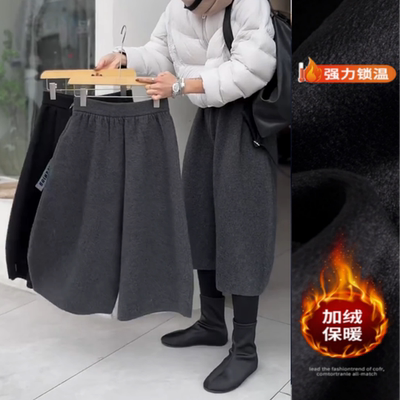 韩系简约高级感毛呢休闲裤