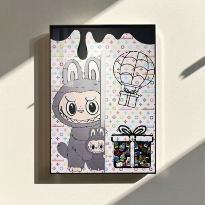 拉布布立体积木卡通儿童房挂画