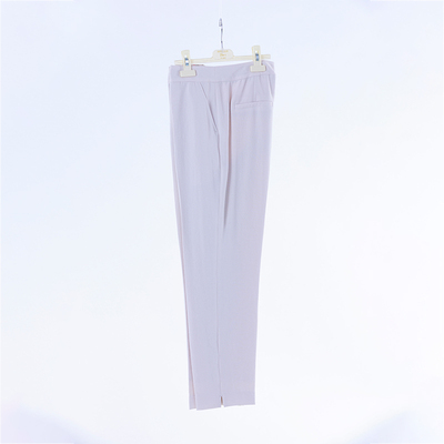 米色瘦腿开叉九分裤西装裤