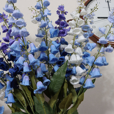 紫色蓝色长枝动感风铃花仿真花