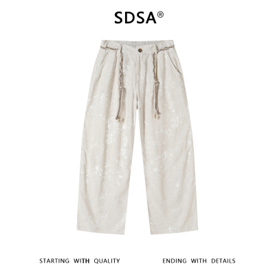 SDSA男装2026新款高贵轻奢新中式暗纹提花编绳阔腿休闲裤百搭舒适