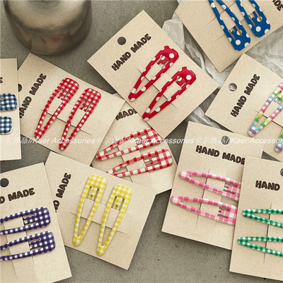 可爱少女格纹滴油大水滴BB夹