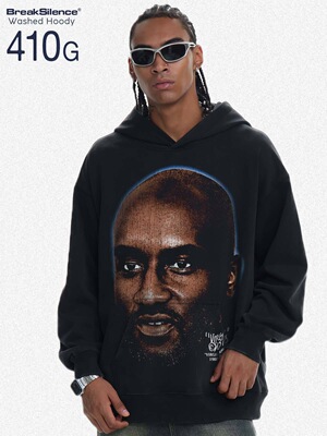 Virgil Abloh数码直喷印花水洗做旧vintage潮牌宽松重磅连帽卫衣