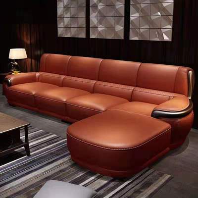 头层牛皮意式风实木沙发