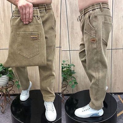 秋冬男士牛仔老爹裤中年宽松休闲