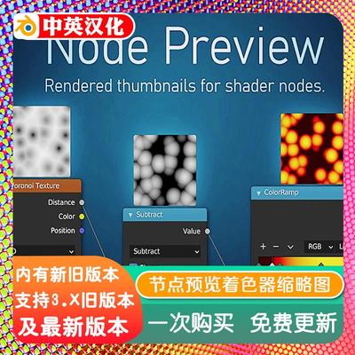 blender插件双语 Node Preview 1.22 节点缩略图可视化预览着色器