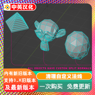 Blender插件Helper Ops 1.05清理自定义法线拆分法向修复硬边着色
