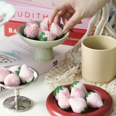 仿真白草莓拍照道具 重力款仿真草莓水果模型 餐桌氛围感软装布置