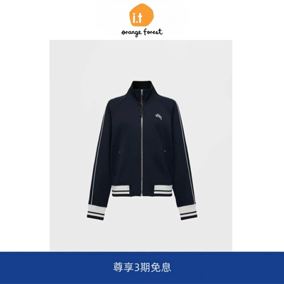 it :orange forest时尚女棒球服高领保暖撞色休闲运动外套
