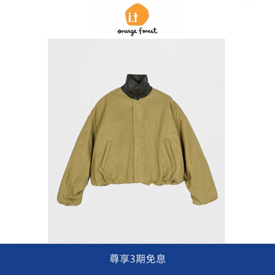 it :orange forest冬新品短款休闲棉衣宽松巴恩风夹克外套小个子
