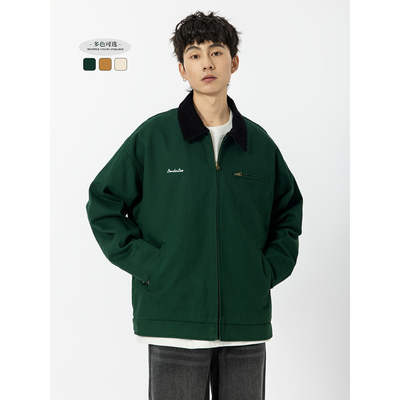 春季灯芯绒翻领底特律夹克