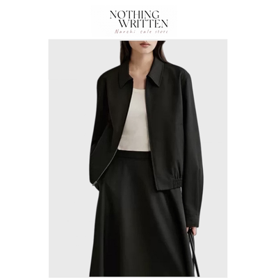 【现货】Nothing Written Narchi短款翻领夹克宽松温柔风休闲外套