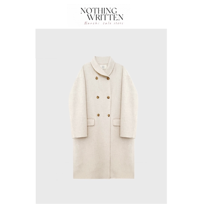 【现货】Nothing Written Narchi韩国双排扣羊毛双面呢大衣外套女