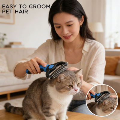 Pet Hair Grooming Tool Double-Sided Dematting Shedding Under