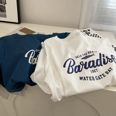 2026新款夏季纯棉短袖T恤女韩版宽松半袖套头圆领上衣服23038