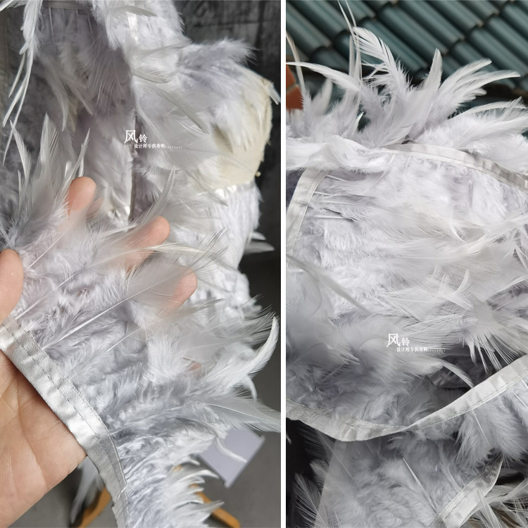 灰朦白色真羽毛 舞台道具设计花边材料辅料 手工羽毛饰品配件材料
