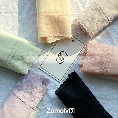ZOMOLV胶原蛋白内裤棉质中腰无痕蕾丝边高弹三角裤女不卡屁屁