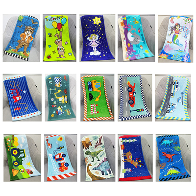 纯棉全棉儿童洗脸面巾毛巾消防车