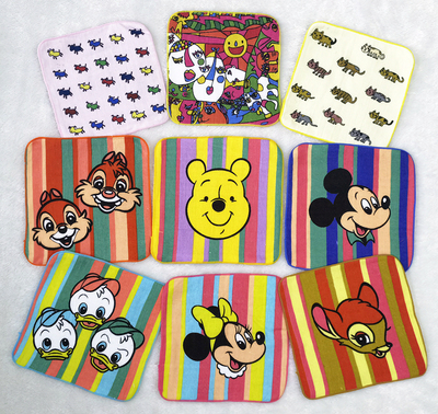 18cm 20cm日单外贸卡通全棉纱布儿童擦嘴吸水擦汗小方巾手帕毛巾