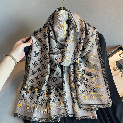 丝巾女春秋冬季仿真丝