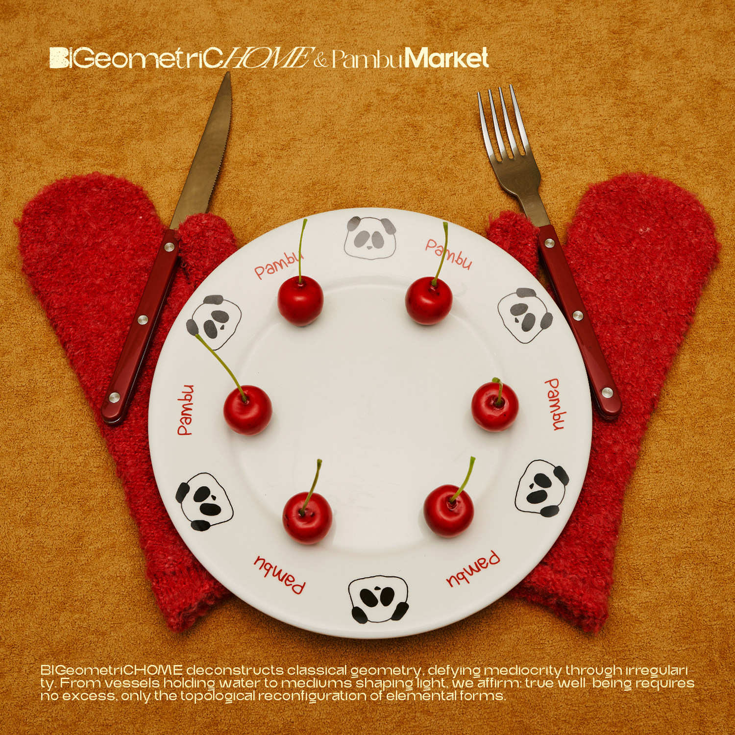 BIGeometriCHOME x PambuMARKET Logo Plate熊猫撞色平盘 9寸
