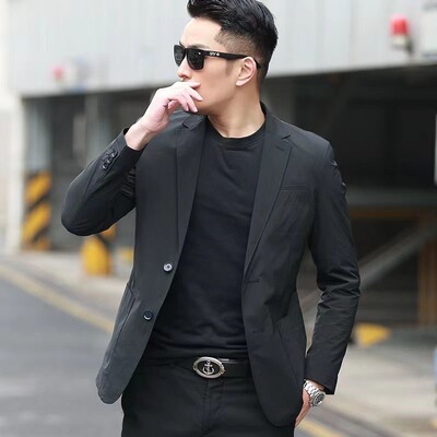 2025春季新品男士商务休闲轻薄西服潮流轻奢英伦纯色西装外套气质