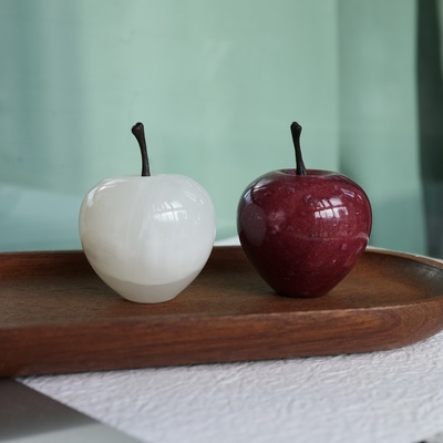 圣诞节苹果。天然阿富汗玉石红白色家居摆件韩国point of view