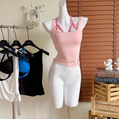 Suuuicee性感露背针织吊带背心女夏季薄款纯欲辣妹风镂空短款上衣